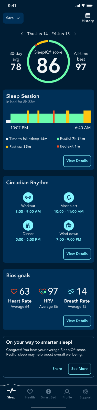 Editing, Removing, and Restoring Your Sleep Session – Sleep Number